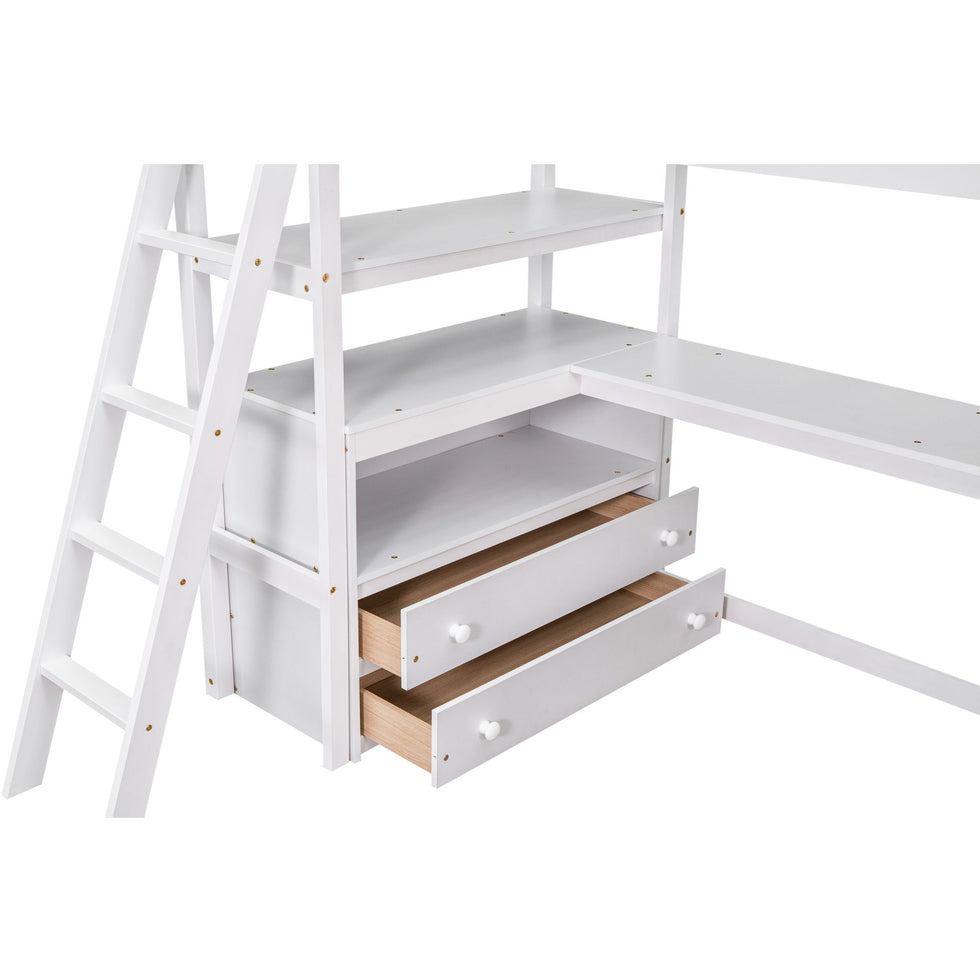 - Modern Loft Bed With Built In Desk, Shelves, And 2 Drawers | Best Buy ...
