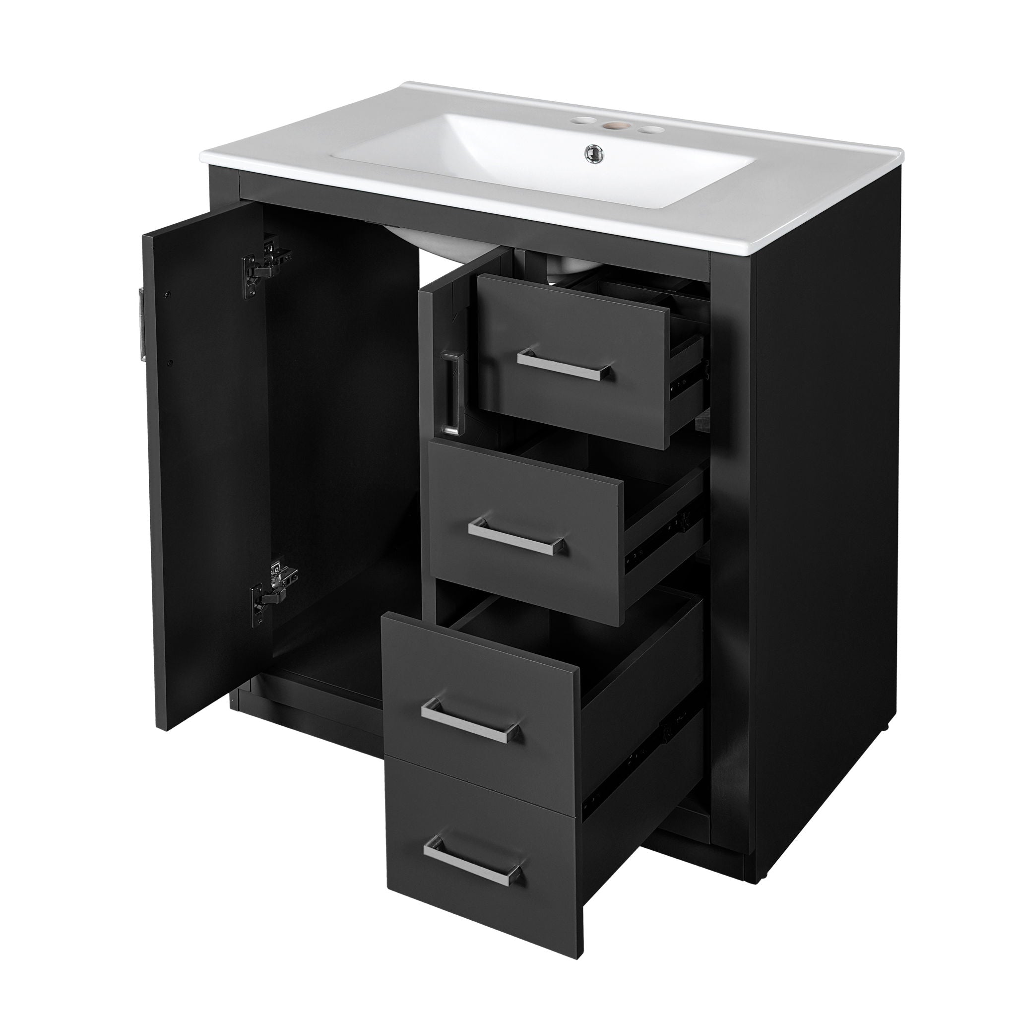 Bathroom Vanity With Sink, Storage Cabinet, Freestanding Set With 3 Dr ...