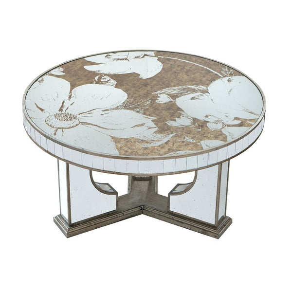 Round Table With Elegant Foral Design And Mirrored – Best Buy Furniture
