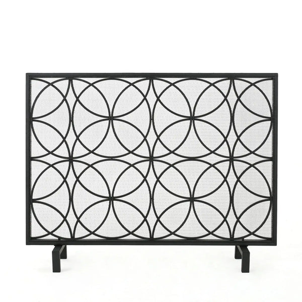 Thayer - Single Panel Iron Fireplace Screen With Geometric Design ...