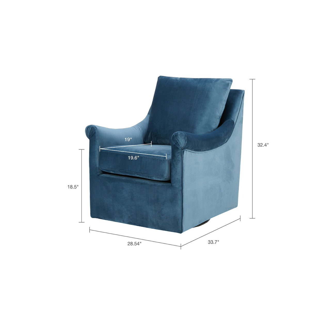 - Swivel Chair With Curved Arms And Straight Back - Blue | Best Buy ...
