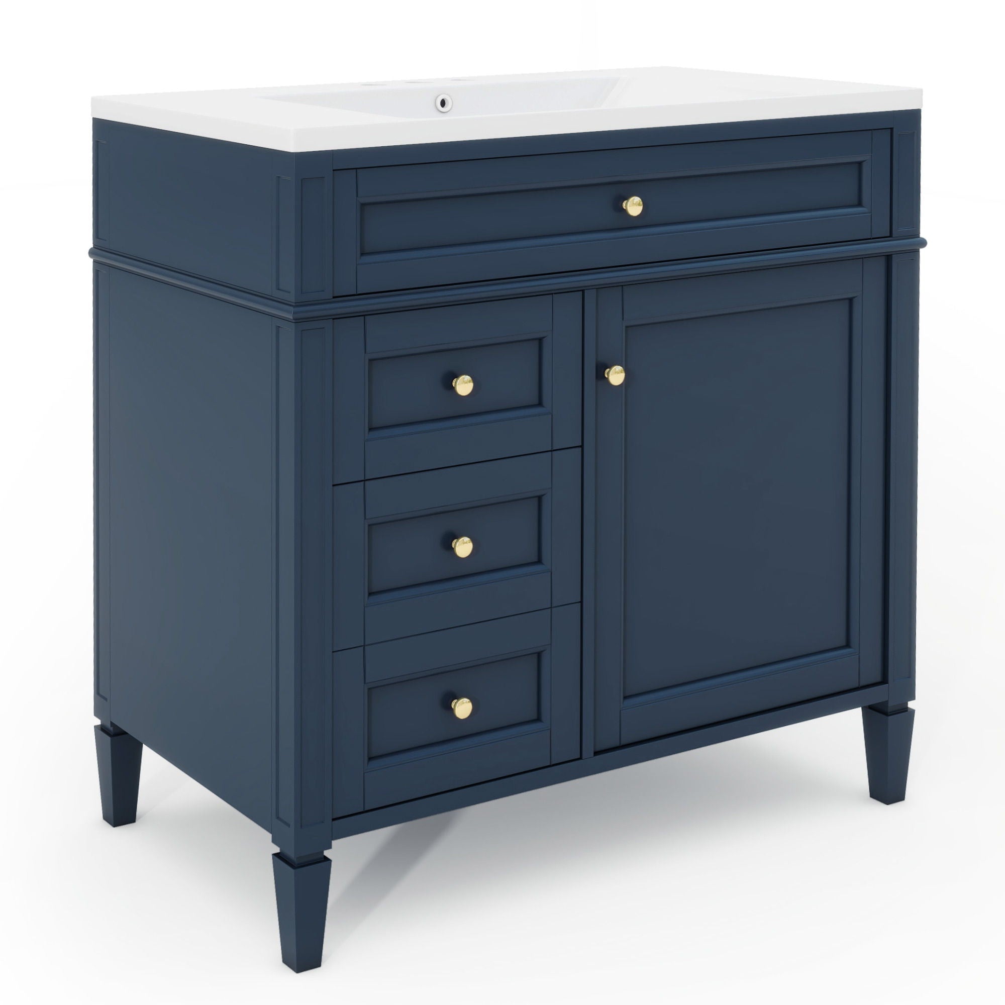 Bathroom Vanity With Top Sink, 2 Drawers And Tip Out Drawer, Rectangul ...