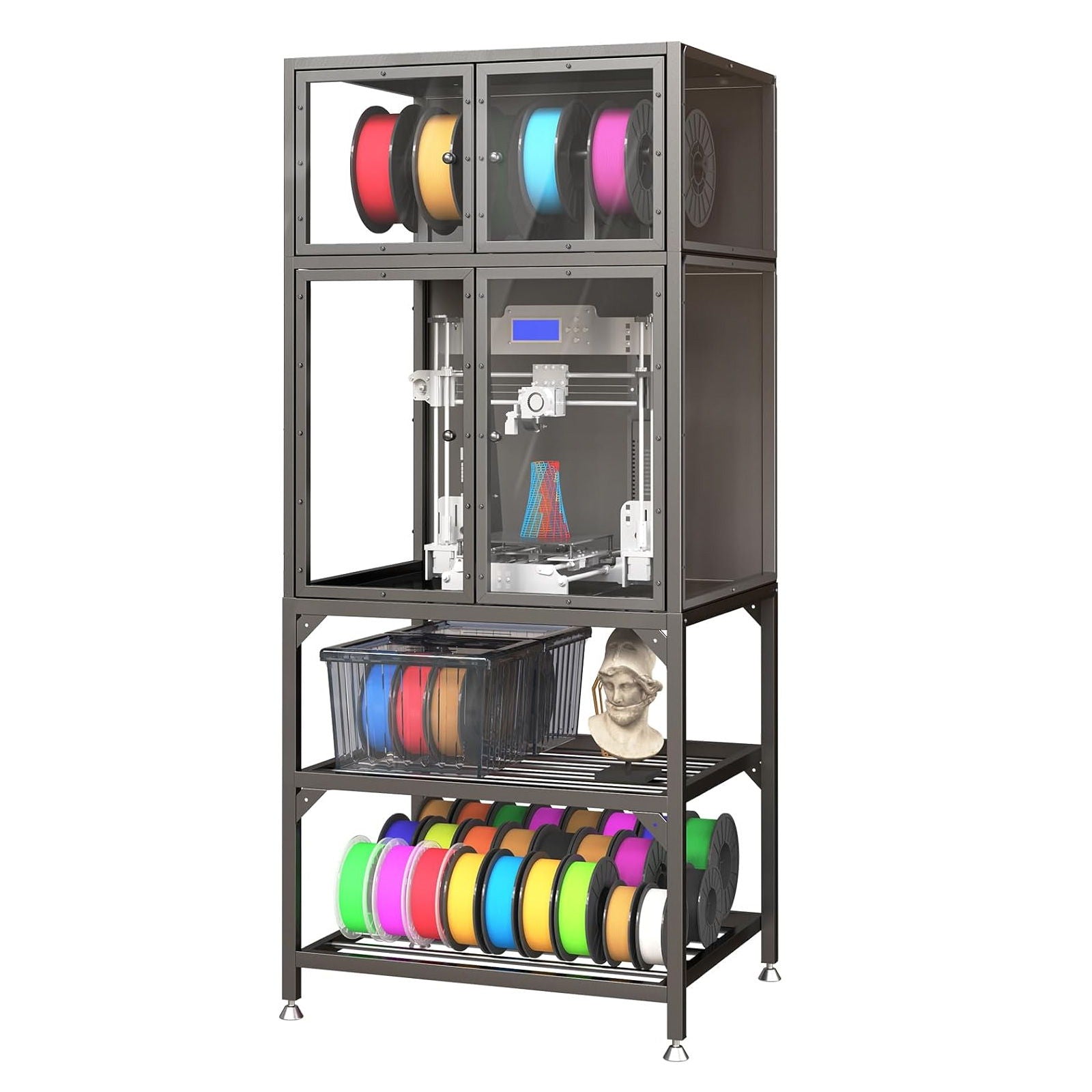 - 3D Printer Cabinet With Double Layer Filament Storage, Noise Reducing ...
